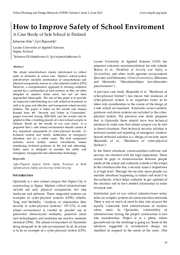 (PDF) How to Improve Safety of School Enviroment