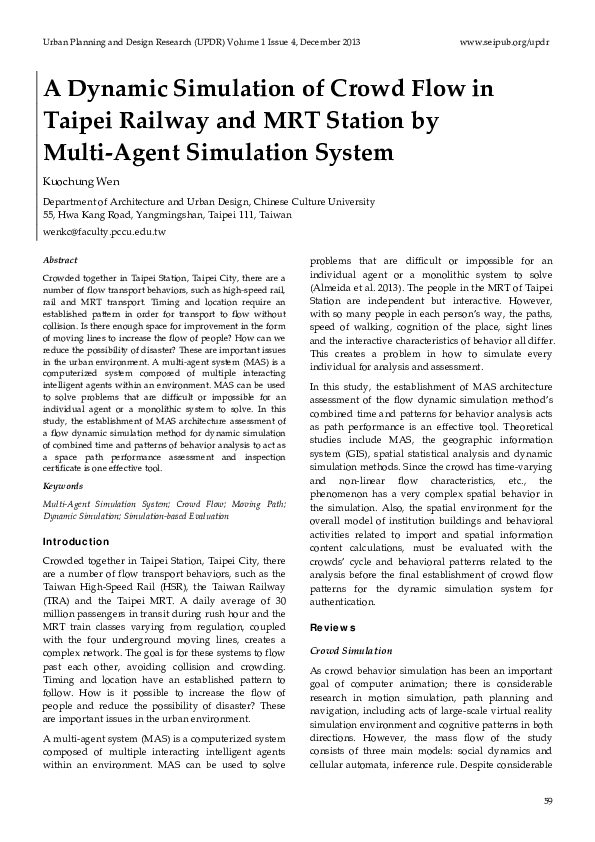 (PDF) A Dynamic Simulation of Crowd Flow in Taipei Railway and MRT ...