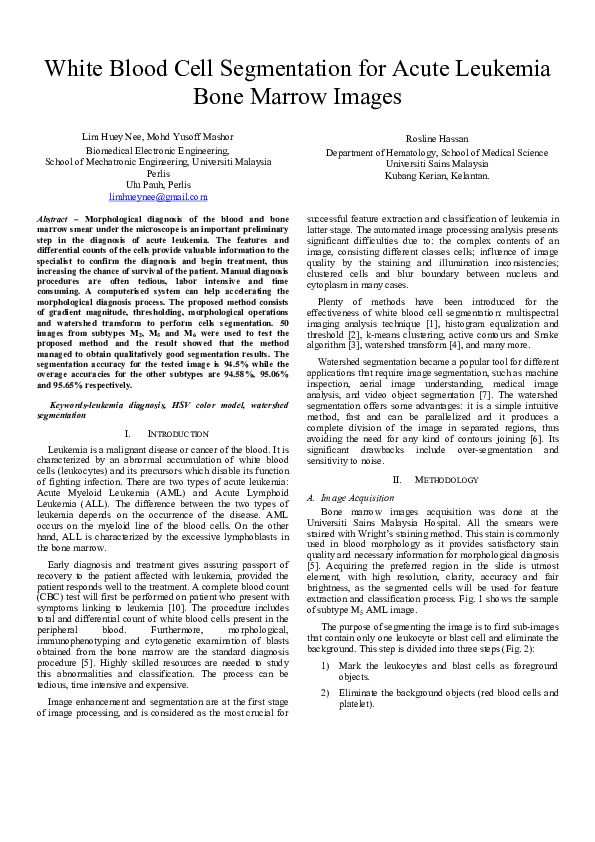 (PDF) White Blood Cell Segmentation for Acute Leukemia Bone Marrow Images