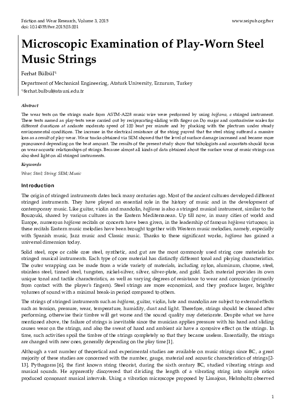 (PDF) Microscopic Examination of Play‐Worn Steel Music Strings