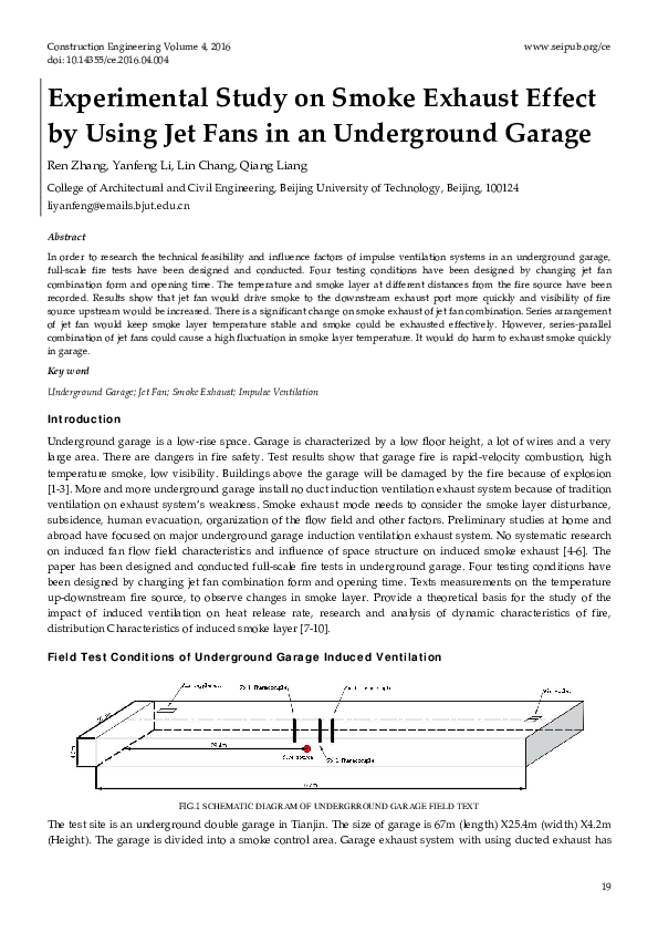 (PDF) Experimental Study on Smoke Exhaust Effect by Using Jet Fans in ...