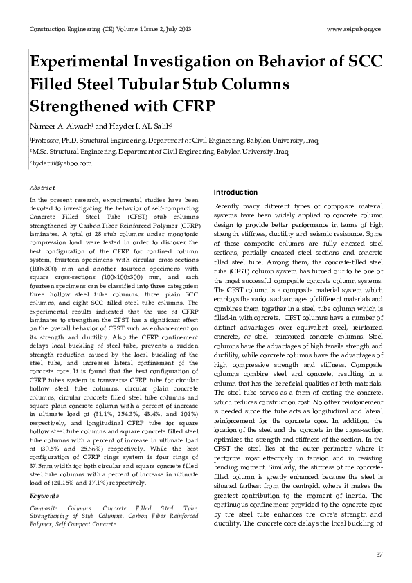 (PDF) Experimental Investigation on Behavior of SCC Filled Steel ...