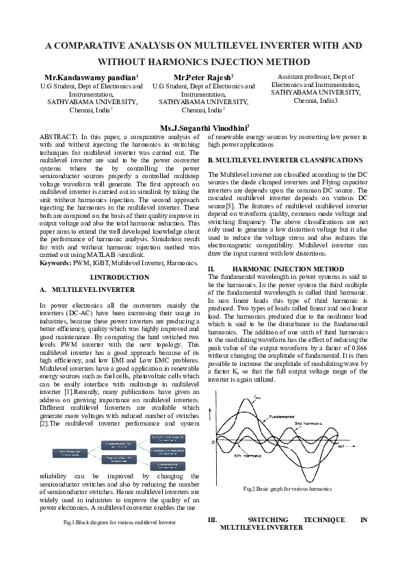 Doc A Comparative Analysis On Multilevel Inverter With And Without