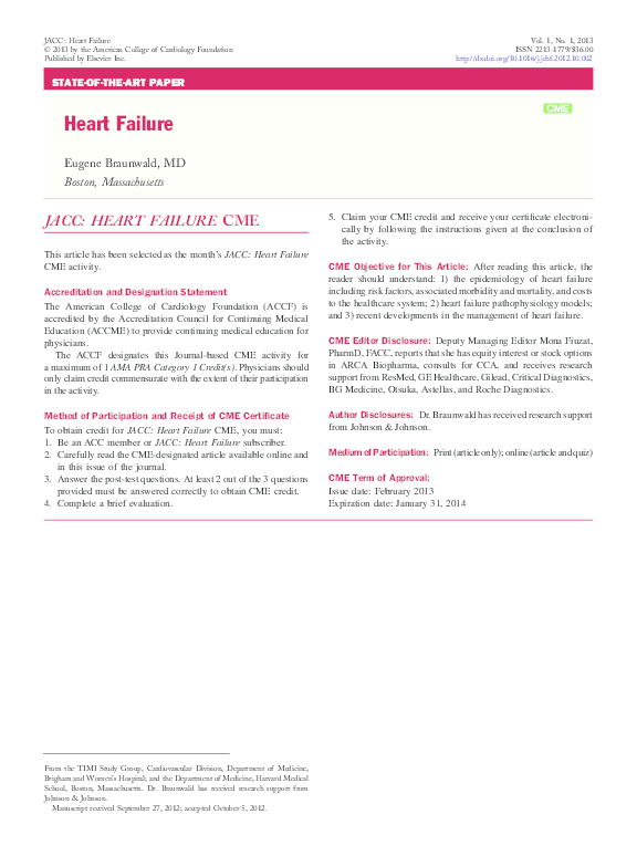 (PDF) STATE-OF-THE-ART PAPER Heart Failure JACC: HEART FAILURE CME