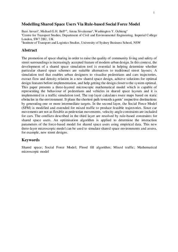 Pdf Modelling Shared Space Users Via Rule Based Social Force Model