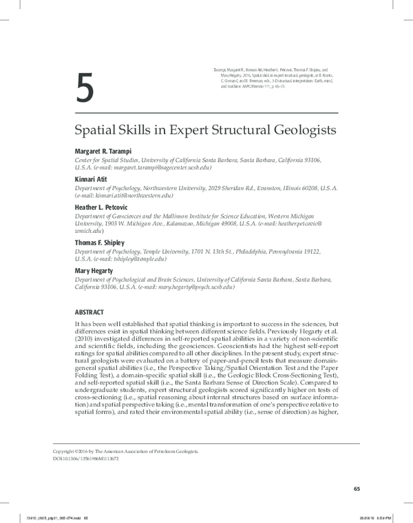 (PDF) Spatial Skills in Expert Structural Geologists