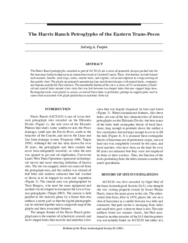(PDF) The Harris Ranch Petroglyphs of the Eastern Trans-Pecos
