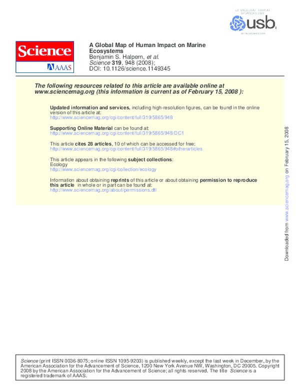 (PDF) A Global Map of Human Impact on Marine Ecosystems