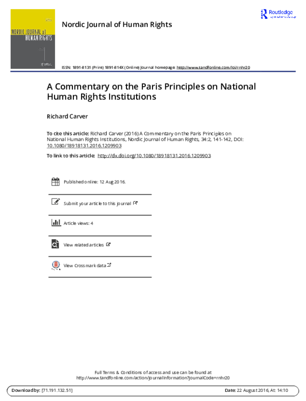 (PDF) A Commentary on the Paris Principles on National Human Rights ...