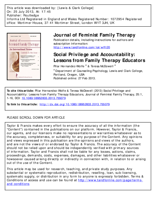 (PDF) Social Privilege and Accountability: Lessons from Family Therapy ...
