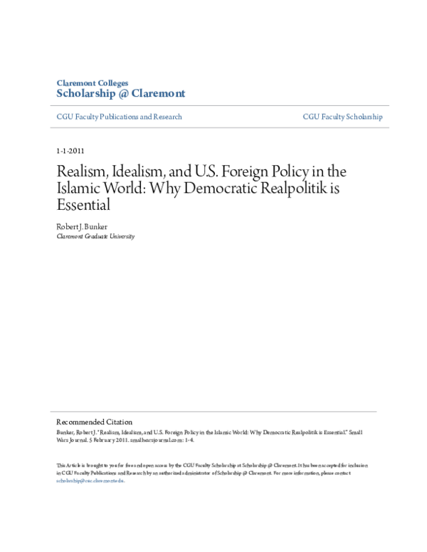 (PDF) Realism, Idealism, and U.S. Foreign Policy in the Islamic World ...