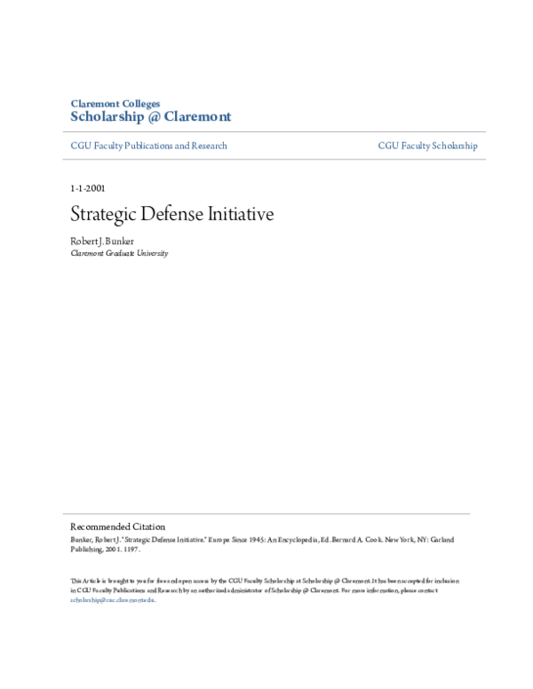 (PDF) Strategic Defense Initiative