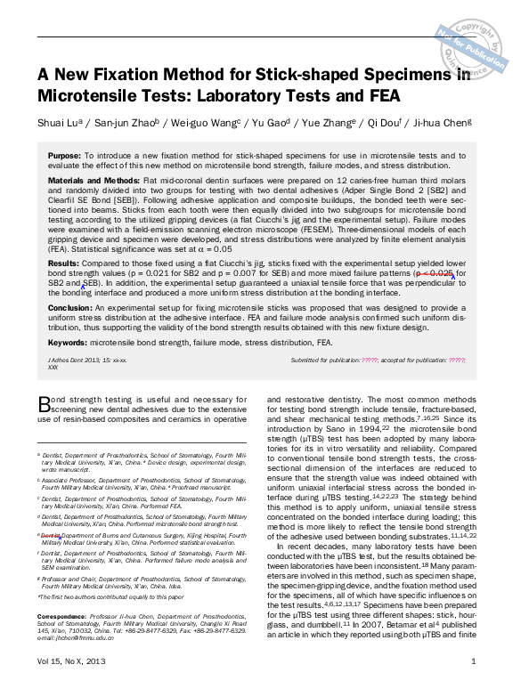 (PDF) A new fixation method for stick-shaped specimens in microtensile ...