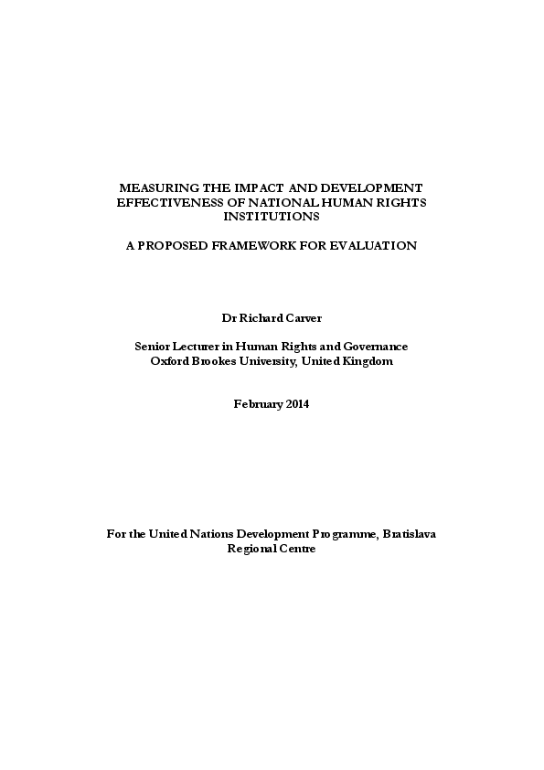 (PDF) Measuring the impact and development effectiveness of national ...