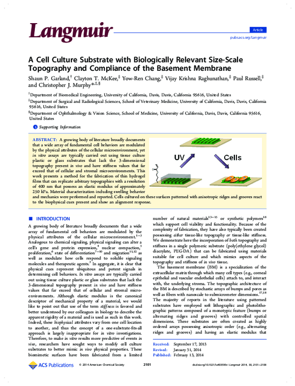 (PDF) A Cell Culture Substrate with Biologically Relevant Size-Scale ...