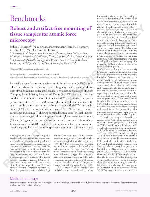 (PDF) Robust and artifact-free mounting of tissue samples for atomic ...