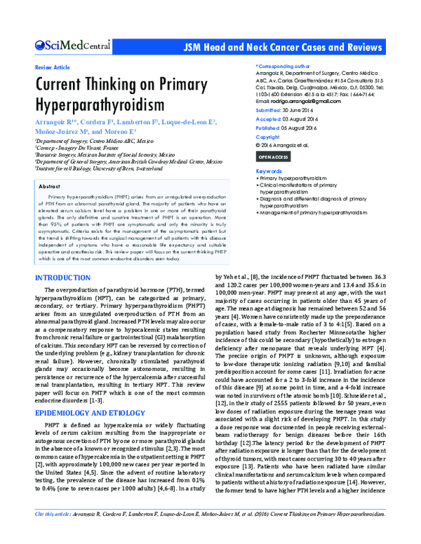 (PDF) Current Thinking in Hyperparathyroidism
