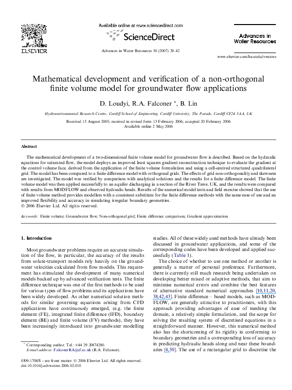 (PDF) Mathematical development and verification of a finite volume model for morphodynamic flow ...