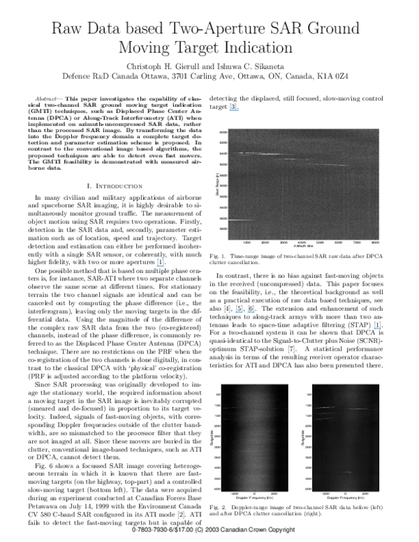 (PDF) Raw data based two-aperture SAR ground moving target indication ...