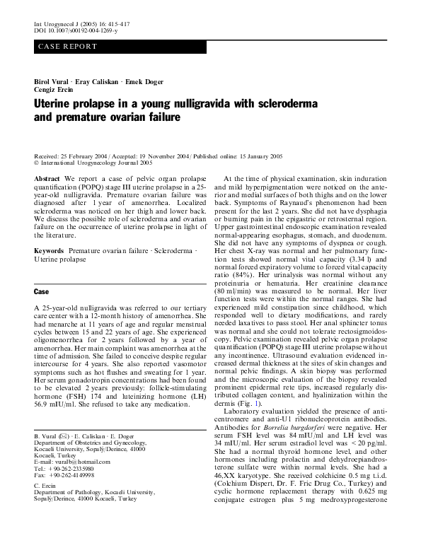 (PDF) Uterine prolapse in a young nulligravida with scleroderma and ...
