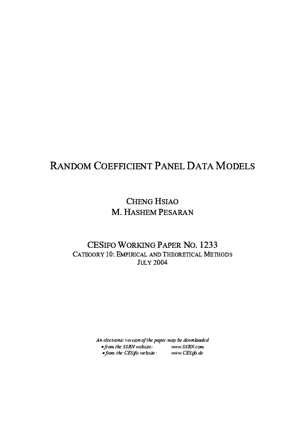(PDF) Random Coefficient Models