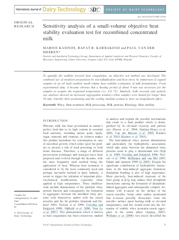 (PDF) Sensitivity analysis of a small-volume objective heat stability ...
