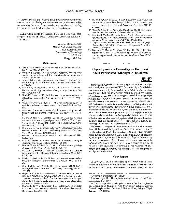 (PDF) Hyperthyroidism presenting as recurrent short paroxysmal ...
