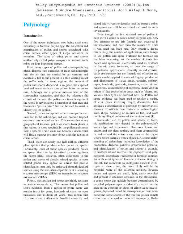 Pdf Palynology