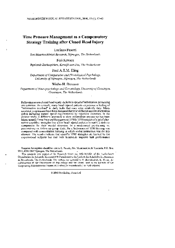 (PDF) Time Pressure Management as a Compensatory Strategy Training ...