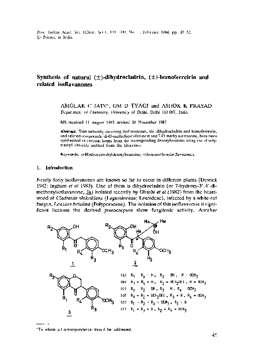 (PDF) Synthesis of natural (±)-dihydrocladrin, (±)homoferreirin and ...