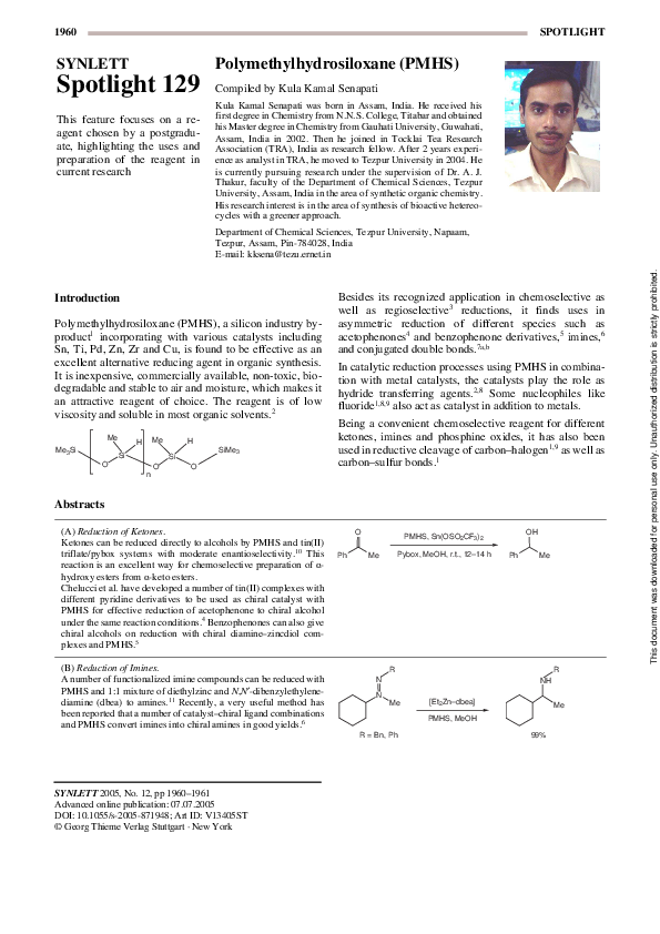 (PDF) Polymethylhydrosiloxane (PMHS