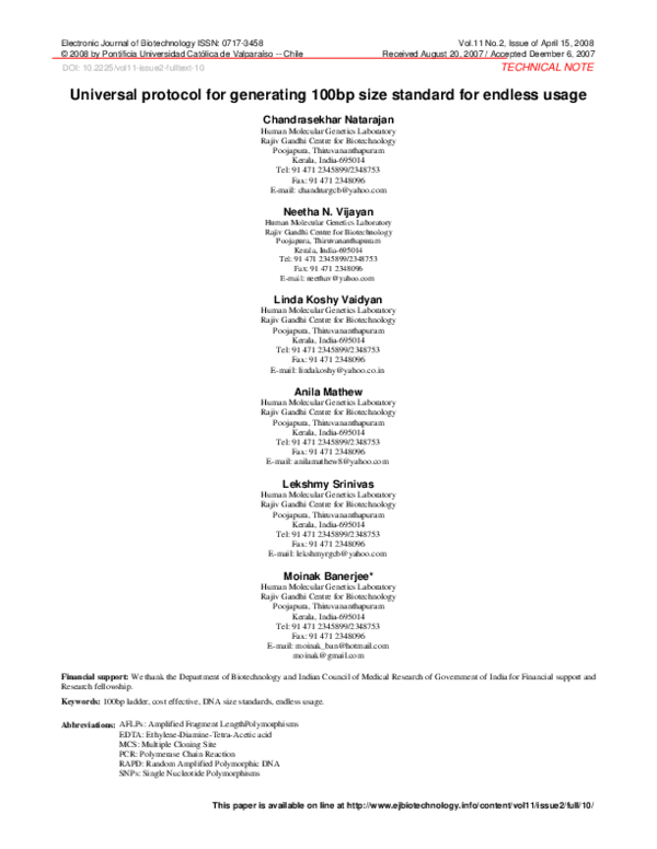 (PDF) Universal protocol for generating 100bp size standard for endless ...