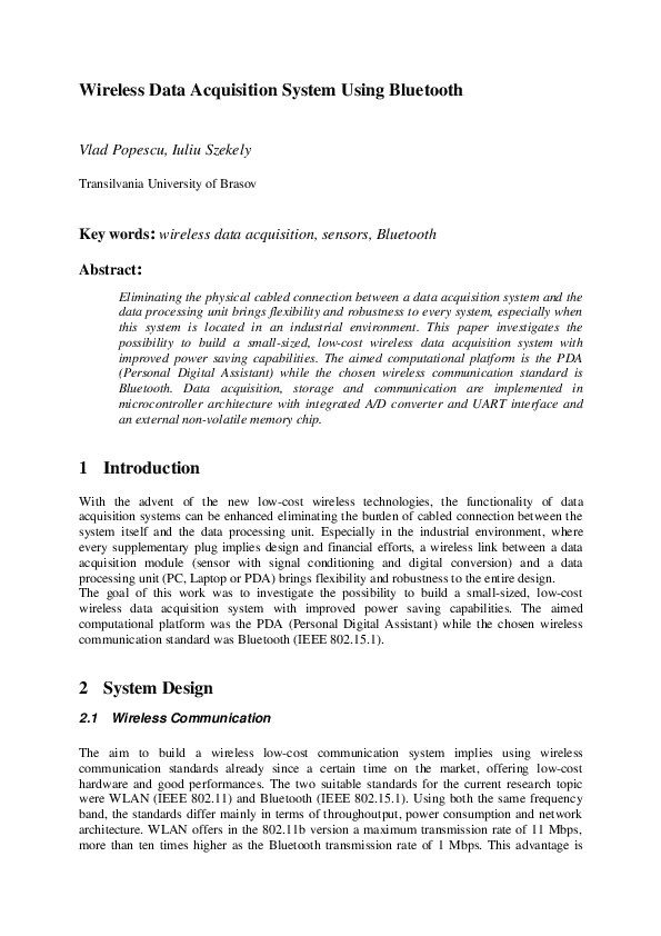 (PDF) Wireless Data Acquisition System Using Bluetooth