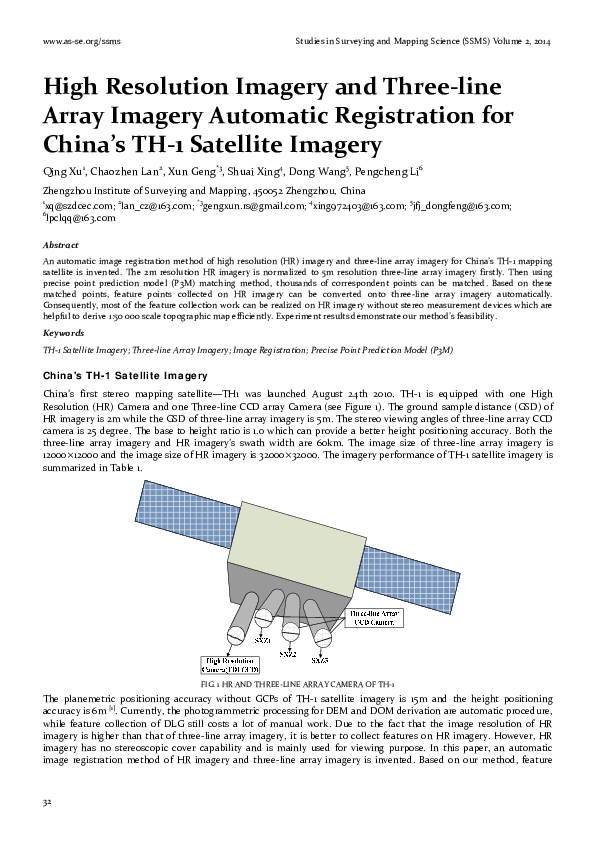 (PDF) High Resolution Imagery and Three-line Array Imagery Automatic Registration for China’s TH ...