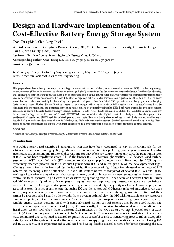 (PDF) Design and Hardware Implementation of a Cost‐Effective Battery ...