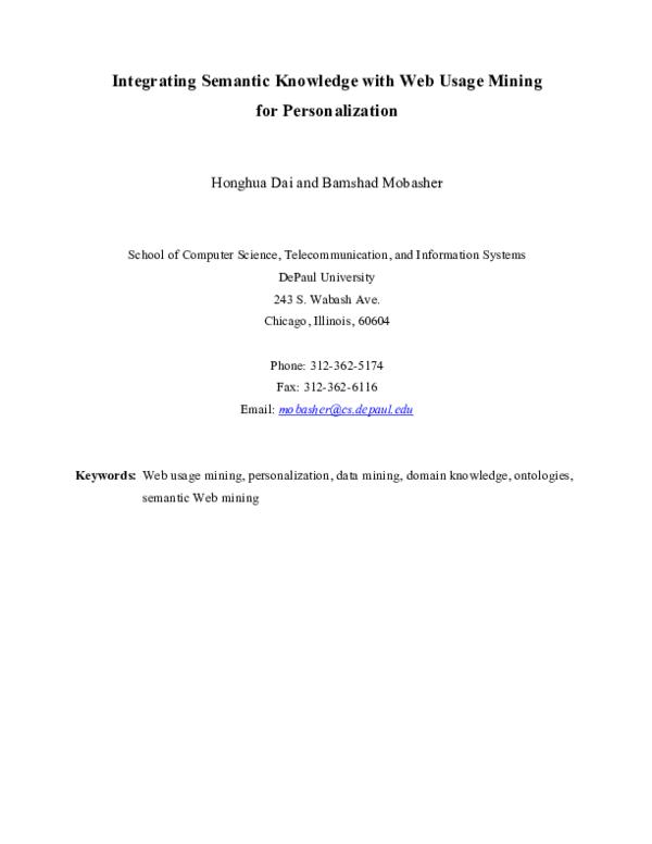 Pdf Integrating Semantic Knowledge With Web Usage Mining For