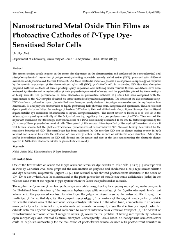 (PDF) Nanostructured Metal Oxide Thin Films as Photoactive Cathodes of ...