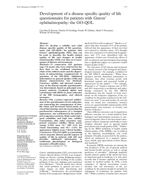 (PDF) Development of a disease specific quality of life (QoL) questionnaire module to supplement ...
