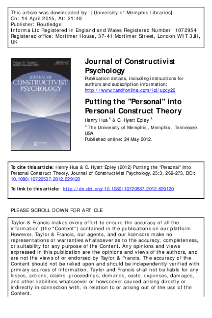 (PDF) Putting the "Personal" into Personal Construct Theory