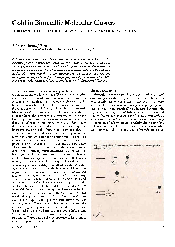 (PDF) Gold in bimetallic molecular clusters | Pierre Braunstein ...
