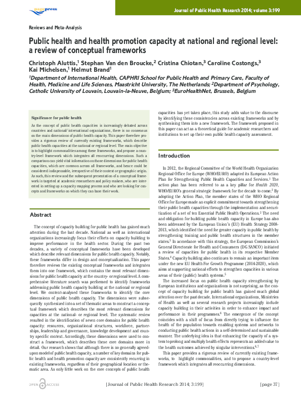 (PDF) Public health and health promotion capacity at national and ...