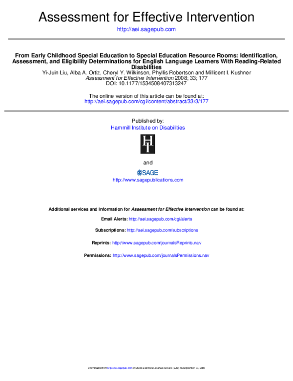 (PDF) From Early Childhood Special Education to Special Education ...