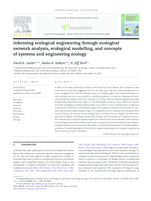 (PDF) Informing ecological engineering through ecological network ...