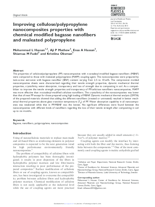 (PDF) Improving cellulose/polypropylene nanocomposites properties with ...