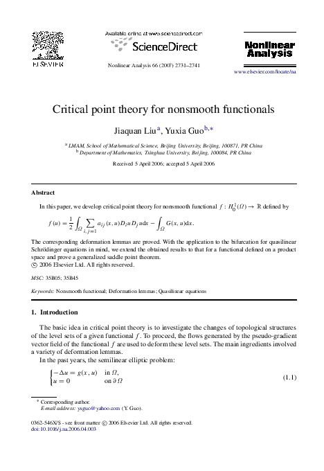 (PDF) A critical point theory for nonsmooth functionals