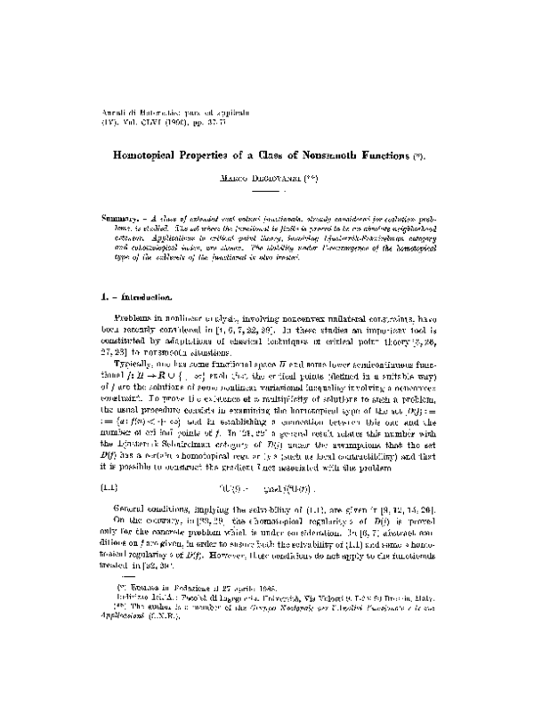 (PDF) Homotopical properties of a class of nonsmooth functions