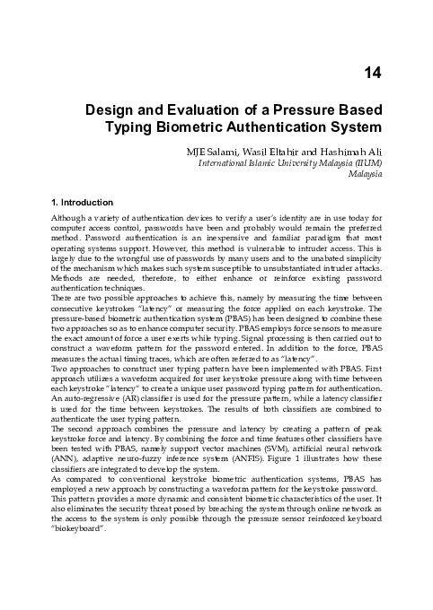 (PDF) Design and Evaluation of a Pressure-Based Typing Biometric Authentication System