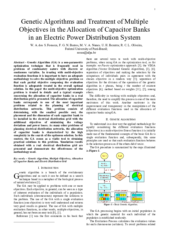 (PDF) Genetic algorithms and treatment of multiple objectives in the allocation of capacitor ...