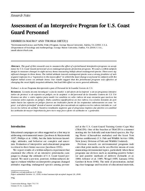 (PDF) Assessment of an Interpretive Program for U.S. Coast Guard Personnel