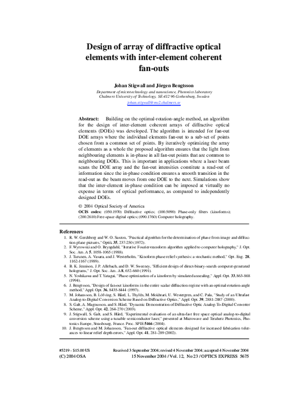 (PDF) Design of array of diffractive optical elements with inter ...